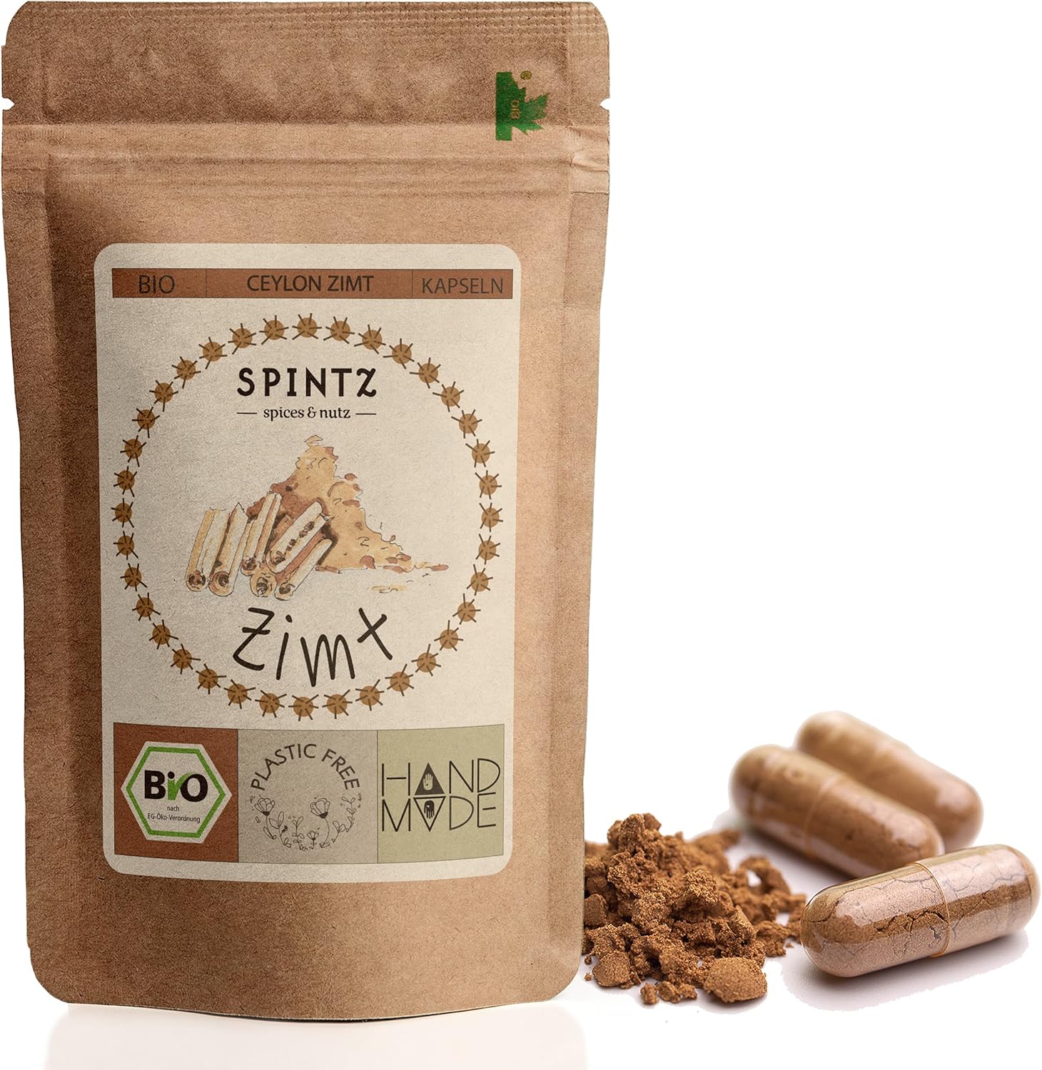 SPINTZ Bio Ceylon Zimt Kapseln – 500 mg (130/260 Stück) – Spintz