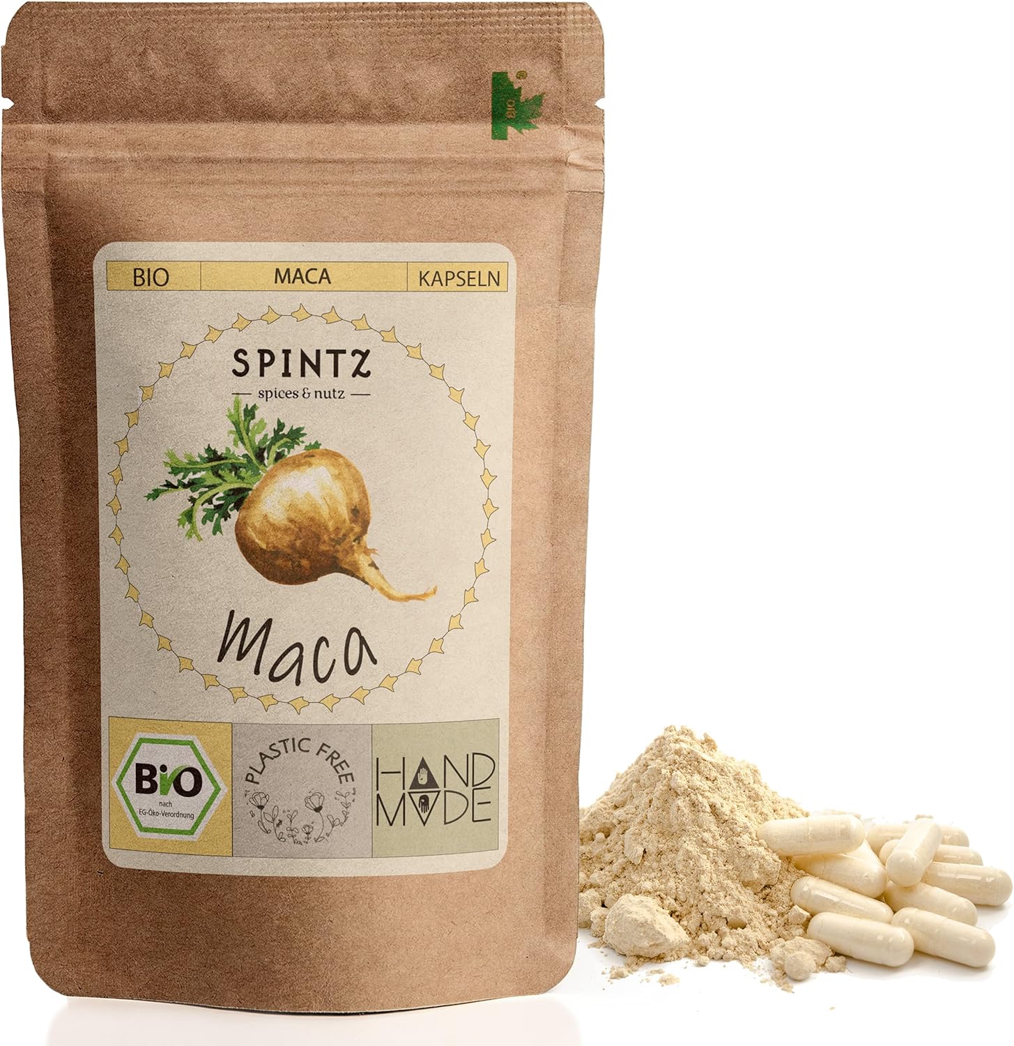 SPINTZ Bio Maca Kapseln – 640 mg (210/420 Stück) – Spintz